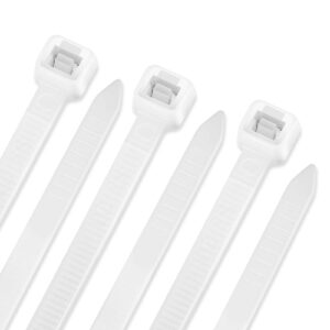 cable zip ties 10 inch, 200pcs industrial nylon zip ties | heavy duty self locking wire tie wraps with 50 lbs tensile strength, heat resistant for home office garage multiple use - white