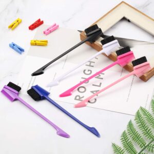 6 Pieces 3 in 1 Hair Edge Brush Double Sided Hair Comb Pack Smooth Brush Comb Grooming, 6 Colors