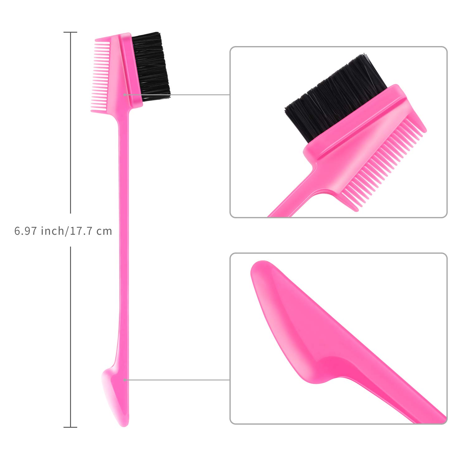 6 Pieces 3 in 1 Hair Edge Brush Double Sided Hair Comb Pack Smooth Brush Comb Grooming, 6 Colors