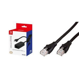 hori adattatore lan per switch ufficiale nintendo nintendo switch & amazonbasics cavo patch ethernet di cat6 con connettori rj45, 3 m