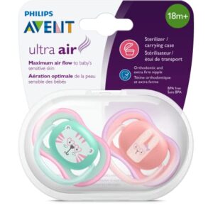 Philips Avent Ultra Air Pacifier, 18+ Months, Pink and Green, 4 Pack, SCF349/45