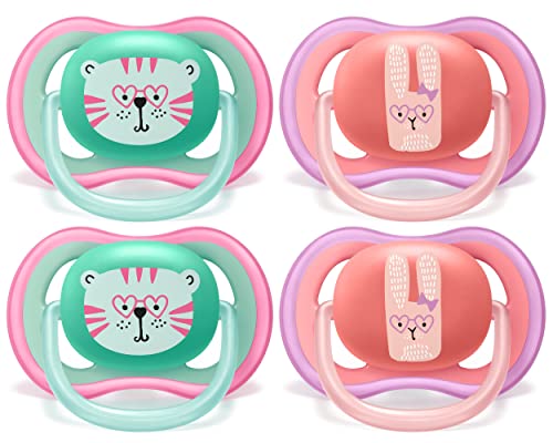 Philips Avent Ultra Air Pacifier, 18+ Months, Pink and Green, 4 Pack, SCF349/45