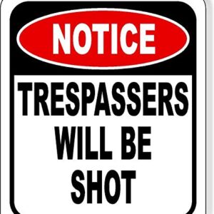 No Trespassing Sign 8.5" x 10", Private Property Signs, Aluminum Wall-Mount Warning Sign, Security Signs for Home or Business, Aluminum Indoor or Outdoor Signs, No Trespassing Signs Private Property