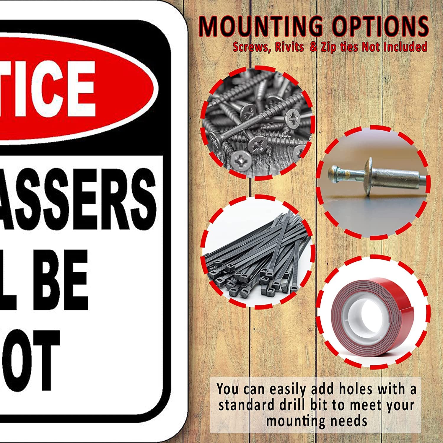 No Trespassing Sign 8.5" x 10", Private Property Signs, Aluminum Wall-Mount Warning Sign, Security Signs for Home or Business, Aluminum Indoor or Outdoor Signs, No Trespassing Signs Private Property