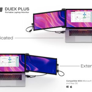 Mobile Pixels Duex Plus Portable Monitor for Laptops, USB C/USB A Plug and Play 13.3in FHD 1080p Laptop Screen Extender