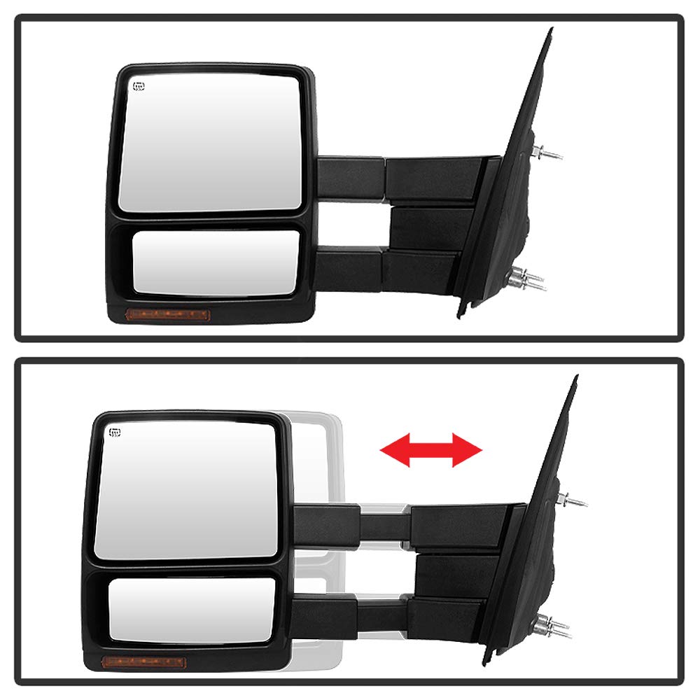 ACANII - For 2007-2014 Ford F150 Pickup w/Power Heat LED Signal Puddle Lamp Telescoping Towing Side Mirrors Left+Right