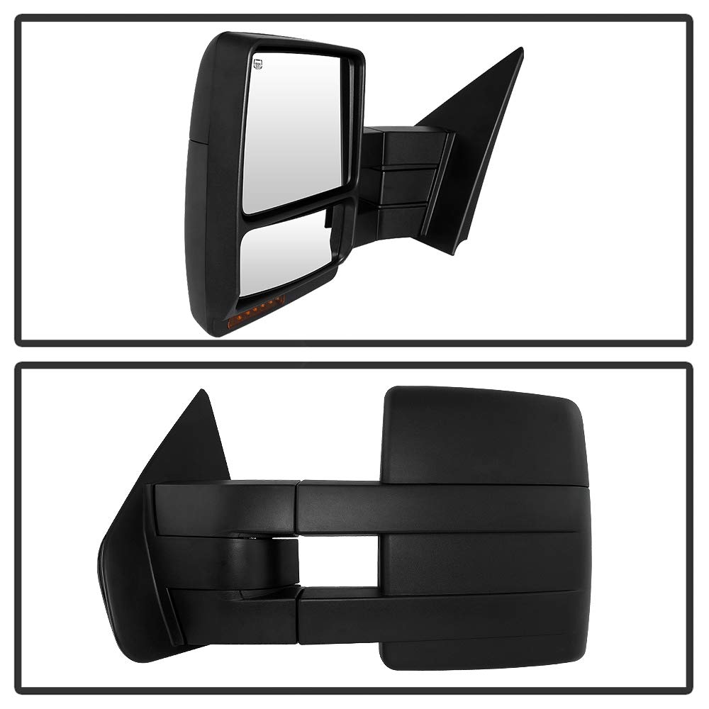 ACANII - For 2007-2014 Ford F150 Pickup w/Power Heat LED Signal Puddle Lamp Telescoping Towing Side Mirrors Left+Right