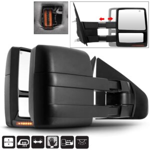 ACANII - For 2007-2014 Ford F150 Pickup w/Power Heat LED Signal Puddle Lamp Telescoping Towing Side Mirrors Left+Right