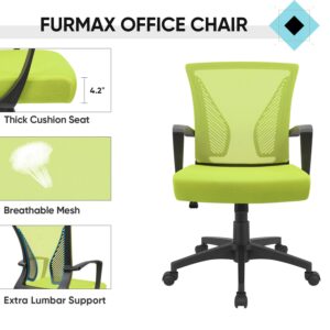 Furmax Office Chair Mid Back Swivel Lumbar Support Desk Chair, Computer Ergonomic Mesh Chair with Armrest (Cyan)