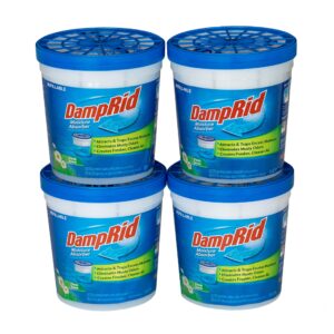 damprid refillable moisture absorber, 10.5 oz. cups, 4 pack, fresh scent, traps moisture for fresher, cleaner air, no electricity required, lasts up to 60 days