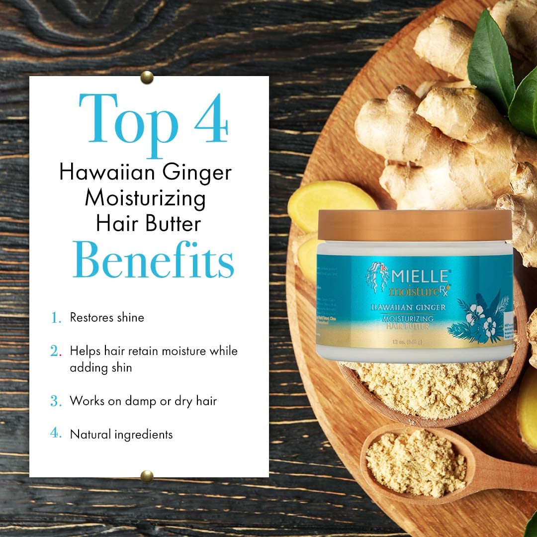 Mielle Organics Moisture Rx Hawaiian Ginger Moisturizing Hair Butter, 12 Ounces