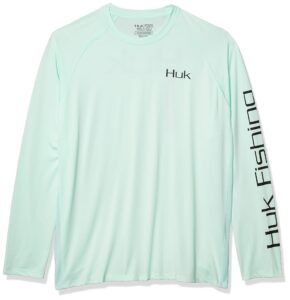 huk men's pursuit long sleeve sun protecting fishing shirt, tuna jig-seafoam, xx-large