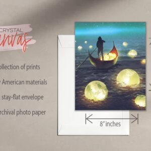 Unframed Pop Prints Anime River Lights - Set of 2 (8x10) Glossy Nature Japanese Painting Wall Art Decor