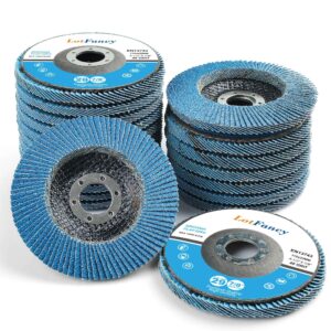 lotfancy flap discs 4 1/2 for angle grinder, 20pcs, type 29, high density jumbo sanding disc grinding wheels, 40 60 80 120 grit, premium zirconia abrasive, 4.5" x 7/8"