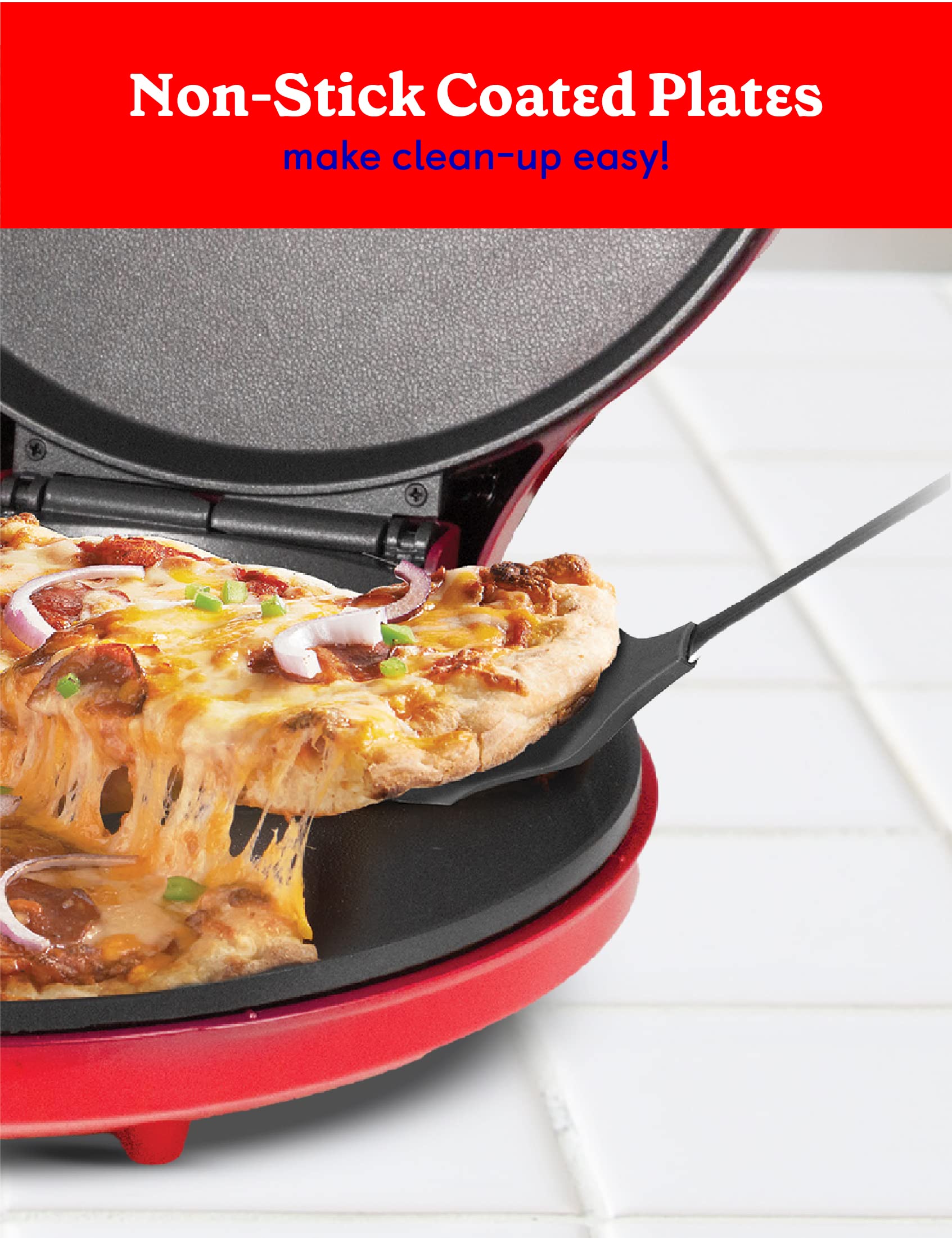 Betty Crocker Countertop Pizza Maker, 1440-Watt Pizza Maker Machine for Home, BC-2958CR