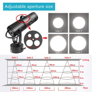 10W Led Spotlight,Round White Beam Spot Light,Manual Focus, 4 Adjustable Apertures,for Wedding DJ Disco Club Birthday Stage Effect Lighting