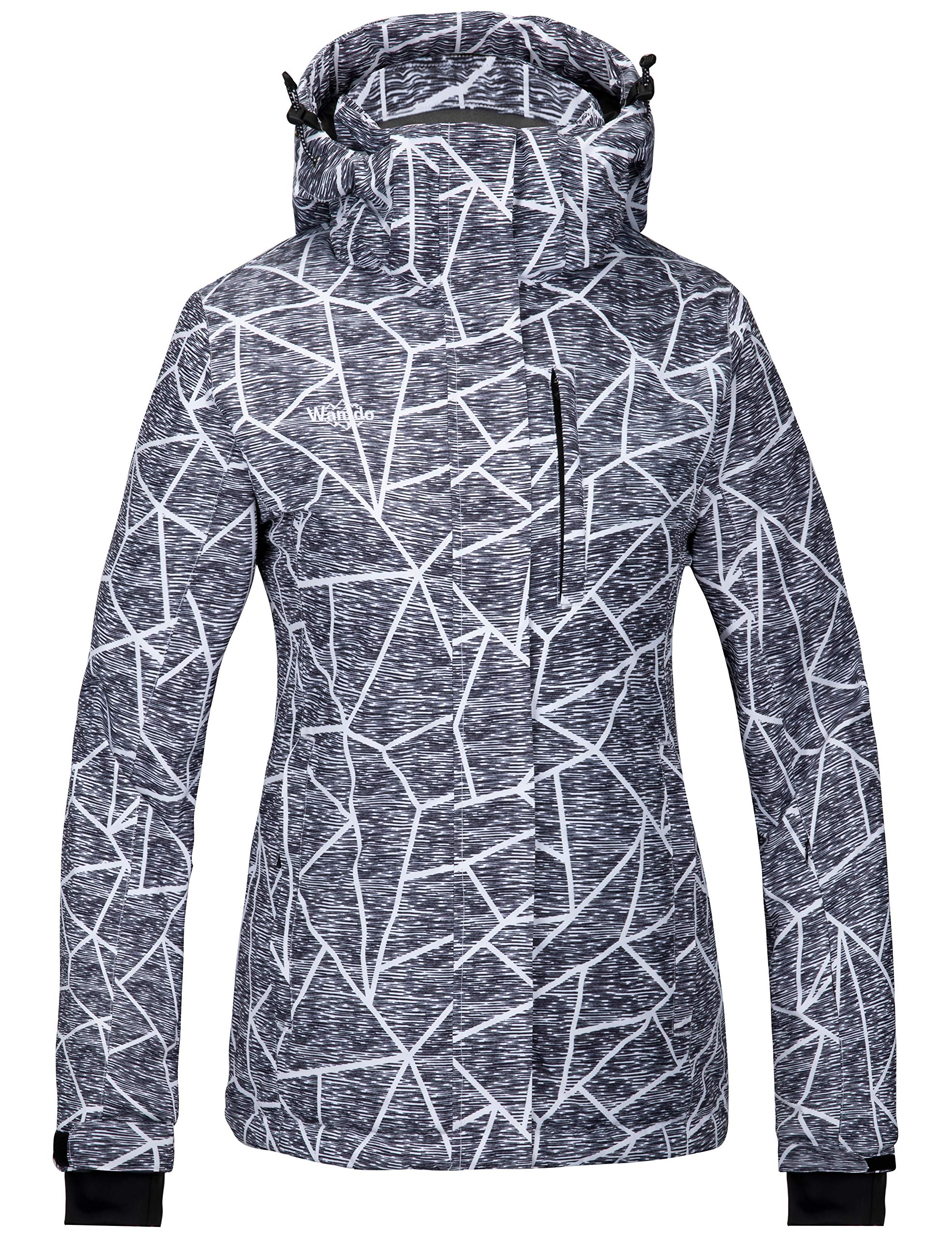 wantdo Women's Mountain Fully Taped Seams Waterproof Ski Snowboard Jacket with Hood Gray XL