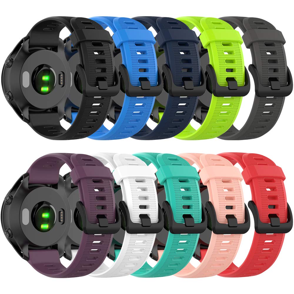 Band for Garmin Forerunner 945, Soft Silicone Replacement Watch Band Strap for Garmin Forerunner 945 / Forerunner 935 Smart Watch (No Tracker) 10 Pcs