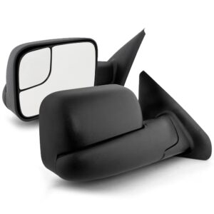 acanii - telescoping towing extend flipup manual non heat mirrors left+right for 02-08 dodge ram 1500/03-09 2500 3500