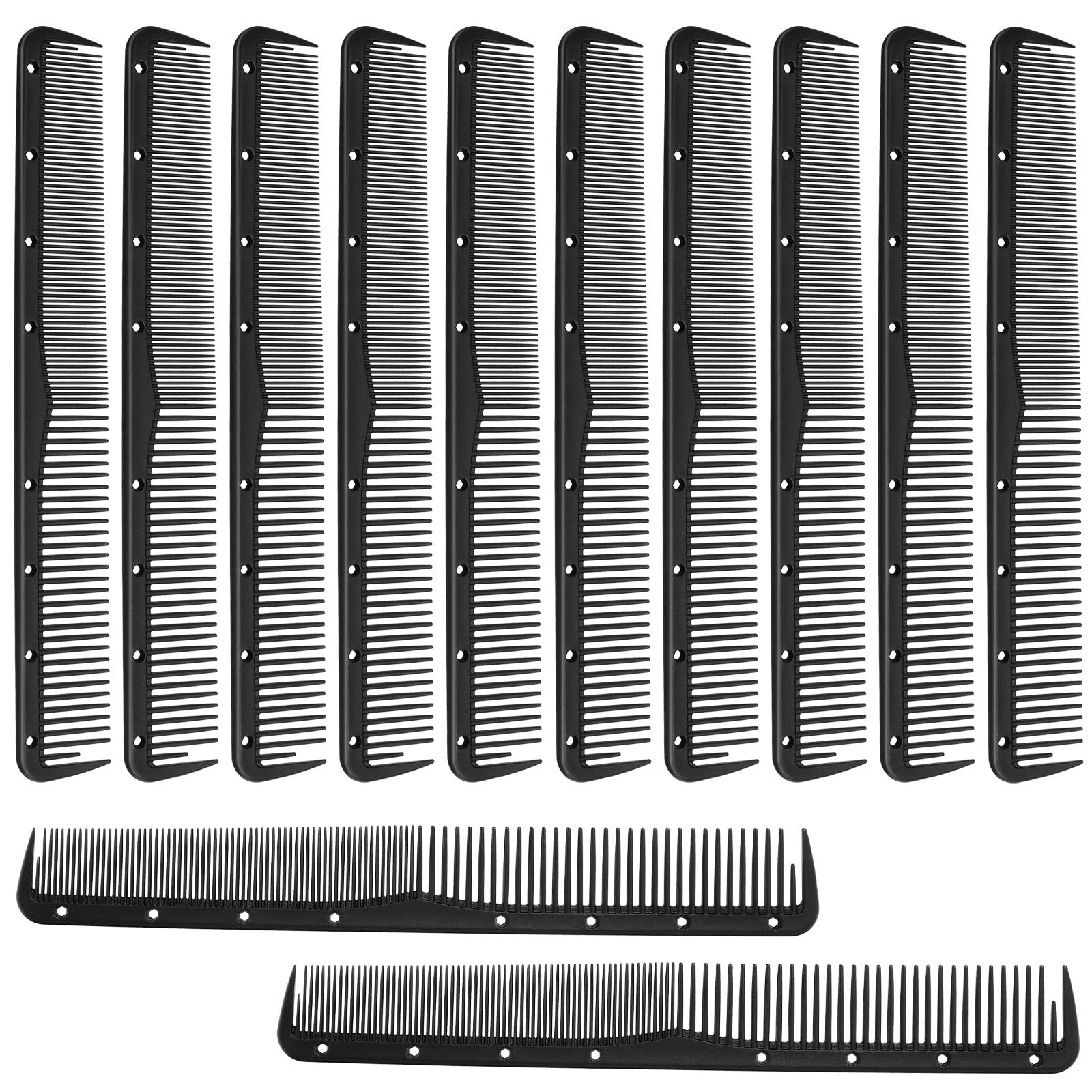 12 Pieces Carbon Fine Cutting Comb for Salon Hairdressing, Heat Resistant Barber Comb (Black)