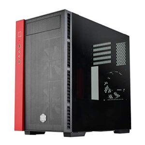 silverstone technology rl08br-rgb black and red micro-atx case with tempered glass side panel and 2 x120mm rgb fans