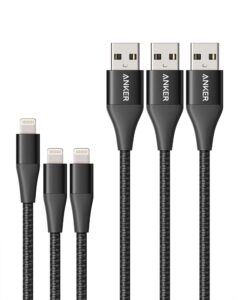 anker powerline+ ii lightning cable 3-pack (3 ft, 3 ft, 6 ft), mfi certified for flawless compatibility with iphone 11/11 pro / 11 pro max/xs/xs max/xr/x / 8/8 plus / 7 and more (black)