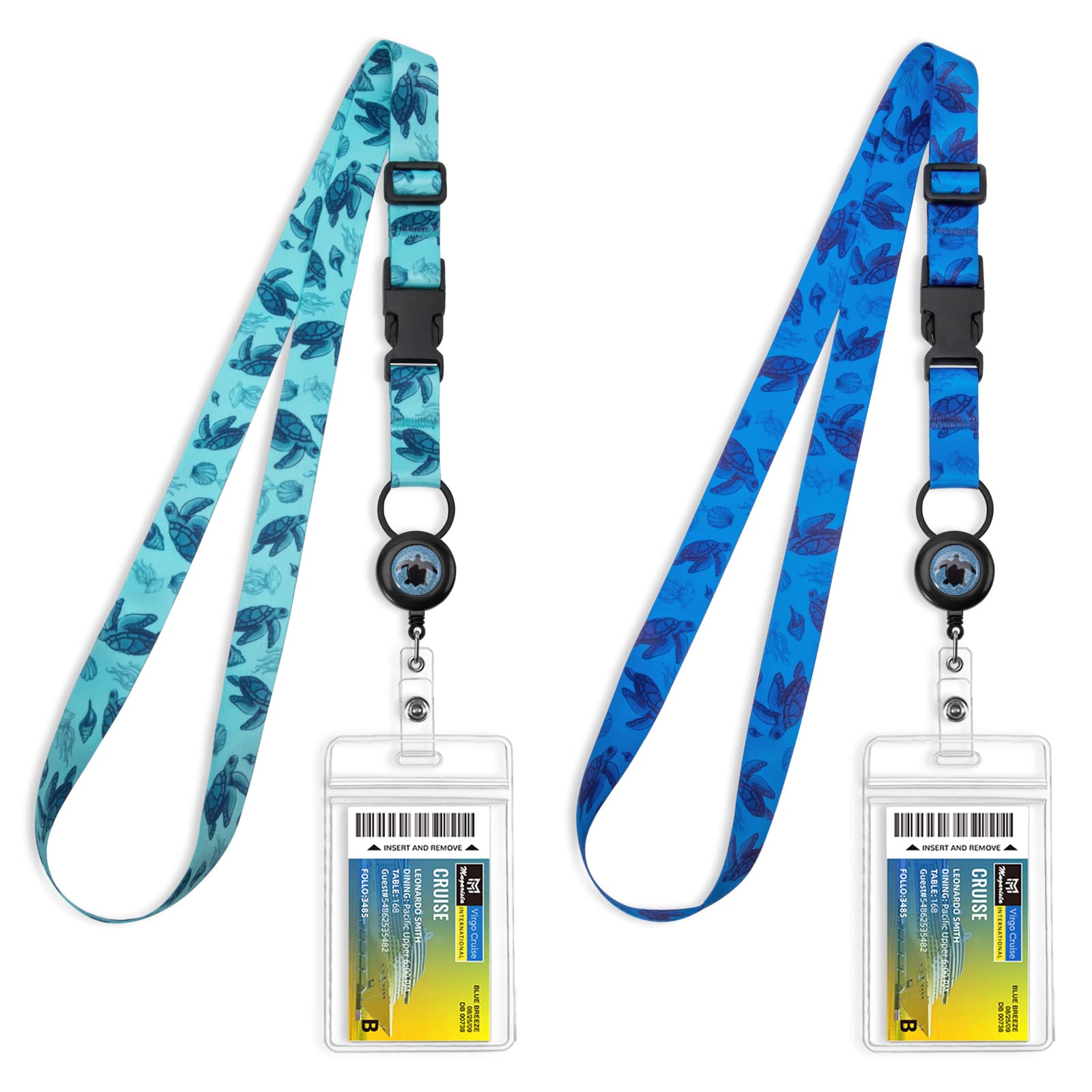 MNGARISTA Cruise Lanyards, Adjustable Lanyard with Retractable Reel, Waterproof ID Badge Holder for All Cruises Ships Key Cards, 2pack