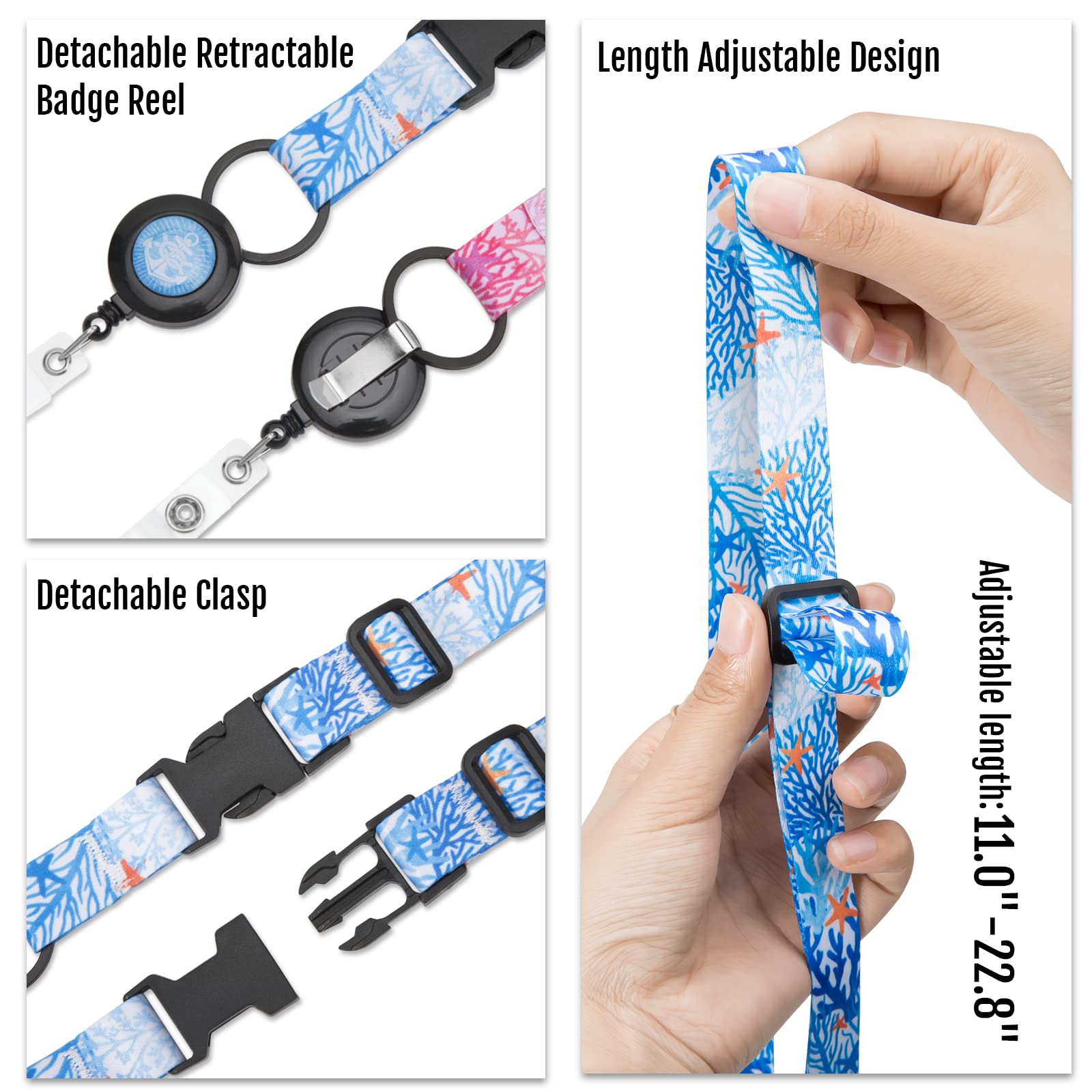 MNGARISTA Cruise Lanyards, Adjustable Lanyard with Retractable Reel, Waterproof ID Badge Holder for All Cruises Ships Key Cards, 2pack