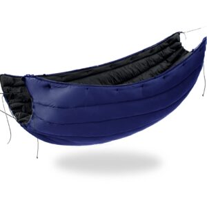 onewind hammock underquilt, dupont sorona under quilt with insulation for hammock camping, lightweight hammock quilts for hiking, backpacking, navy blue