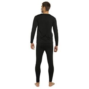 Thermal Underwear for Men Long Johns Thermals Top Bottom Set Base Layer Black L