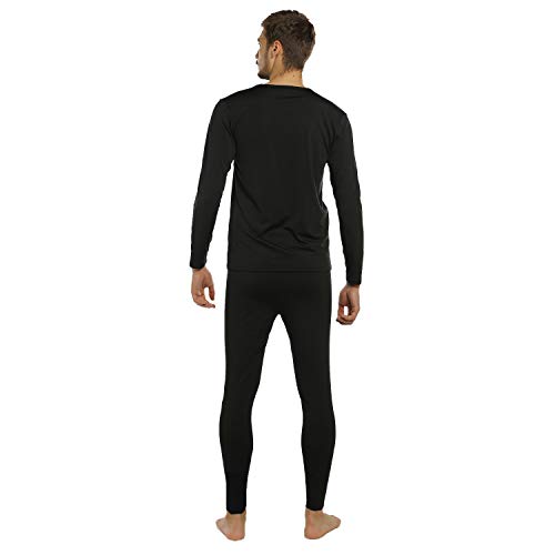 Thermal Underwear for Men Long Johns Thermals Top Bottom Set Base Layer Black L