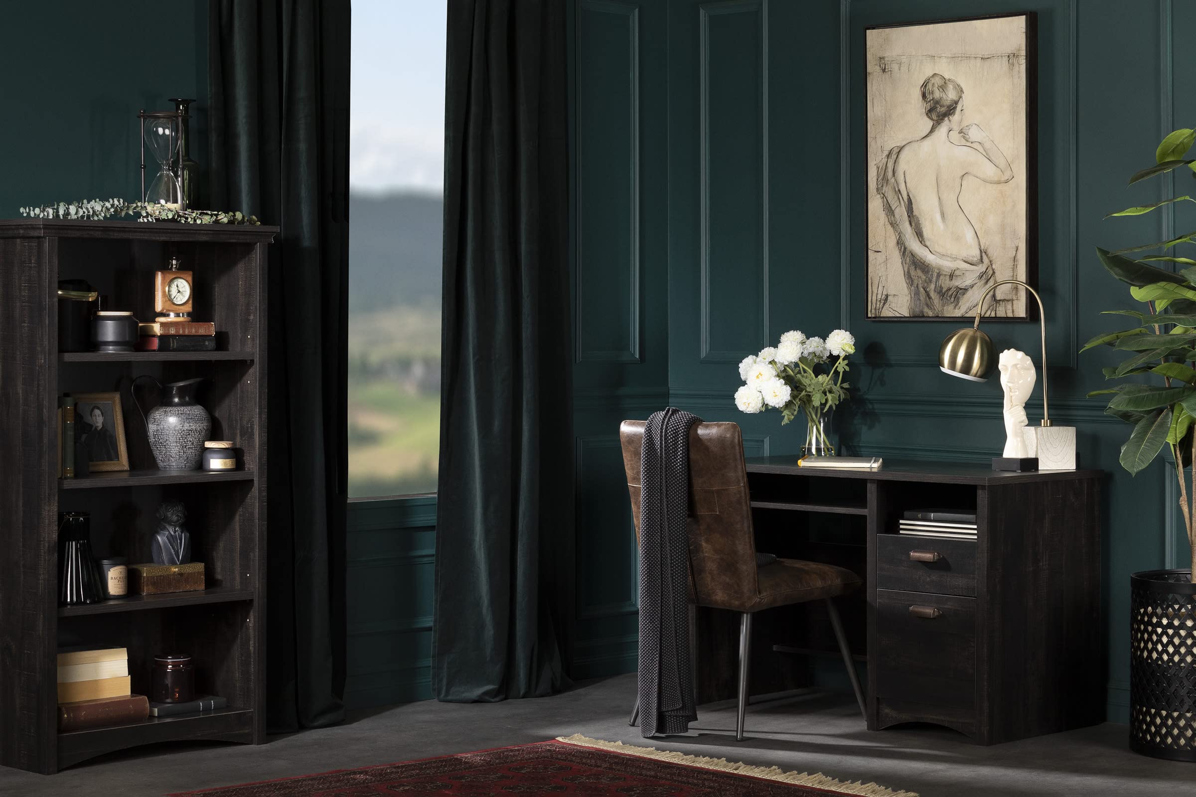 South Shore Gascony Desk-Rubbed Black