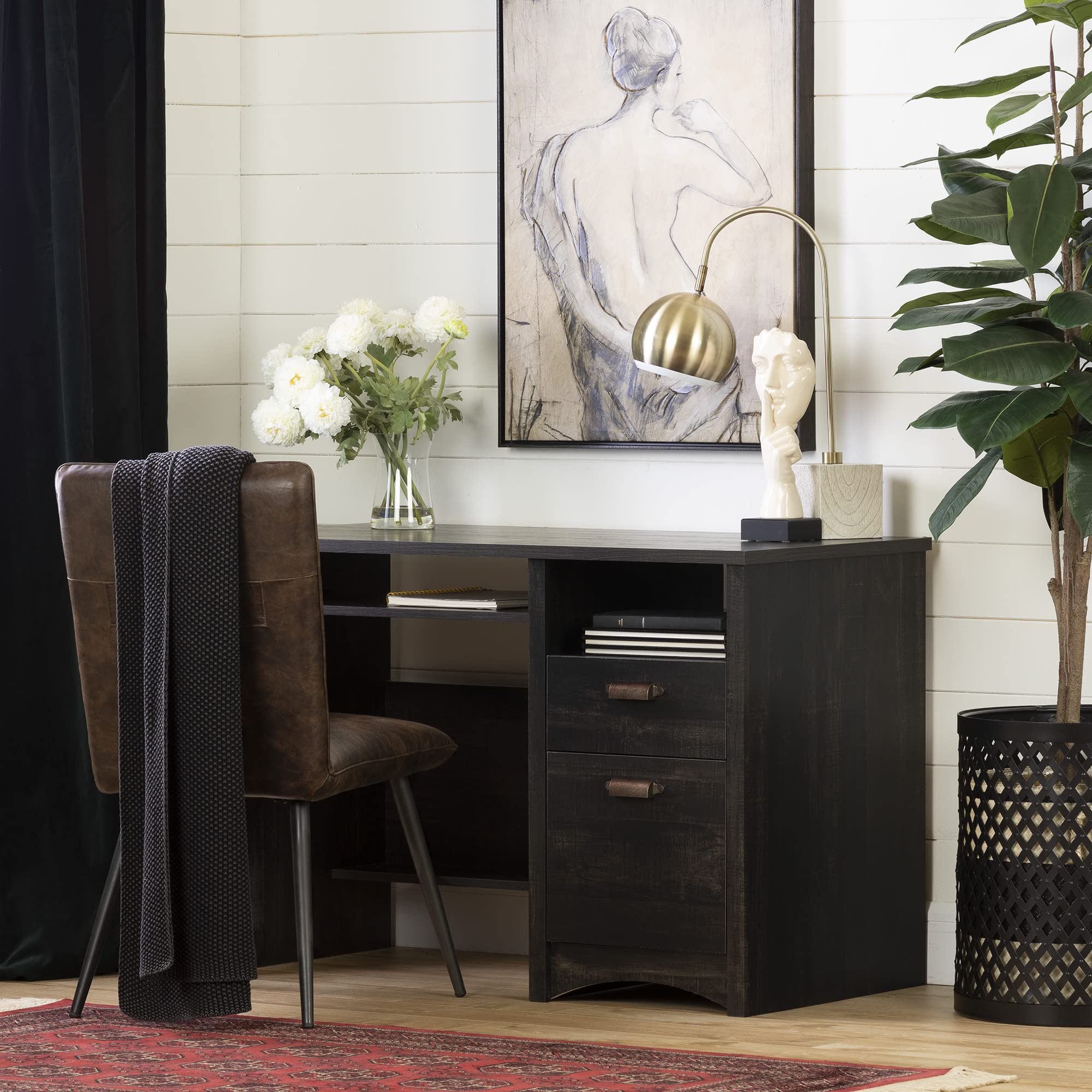 South Shore Gascony Desk-Rubbed Black