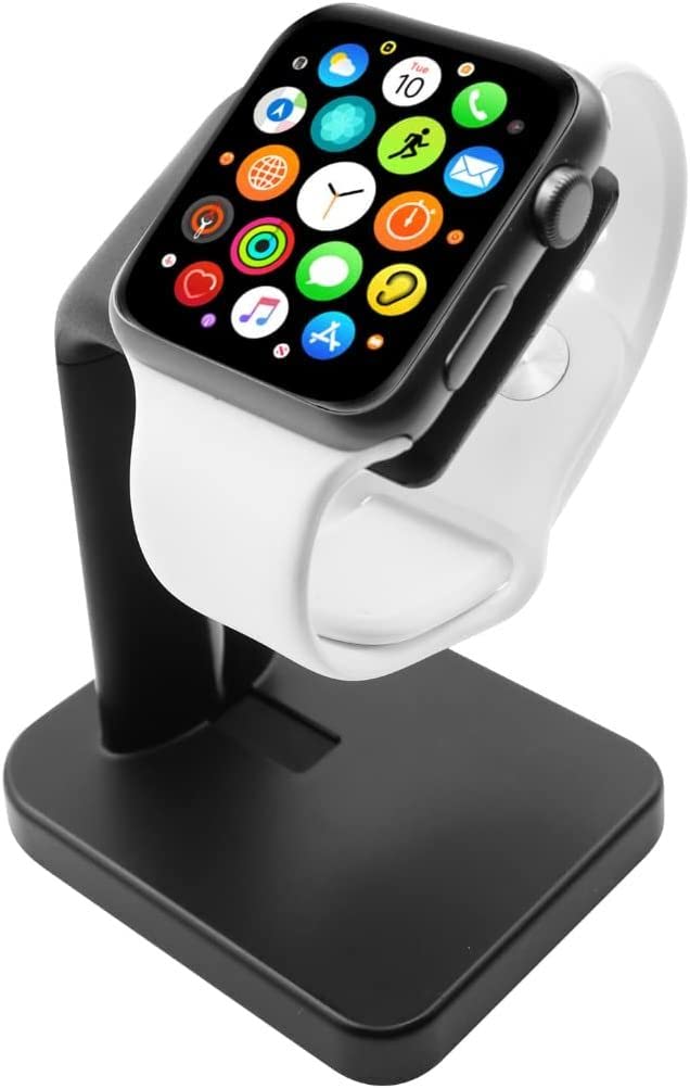 Macally Apple Watch Charger Stand for Series Ultra, 9, 8, 7, 6, 5, 4, 3, 2, 1, SE (44mm, 42mm, 40mm, 38mm) - Sleek iWatch Apple Watch Stand Dock - The Perfect Apple Watch Charging Station - Black