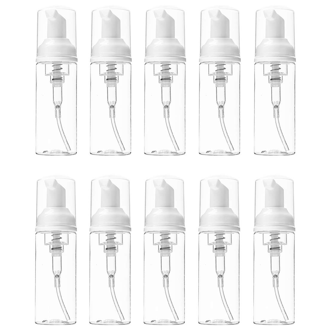 JIUZHU Foam Pump Bottle 10 Pcs 2oz Foaming Soap Pump Dispenser & BPA Free for Cleaning, Travel, Cosmetics Packaging, Hand Soap Foaming, Wash Eyelashes，Shampoo