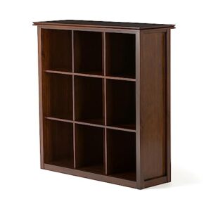 SIMPLIHOME Artisan SOLID WOOD 43 Inch Transitional 9 Cube Bookcase and Storage Unit in Russet Brown, For the Living Room, Study Room and Office