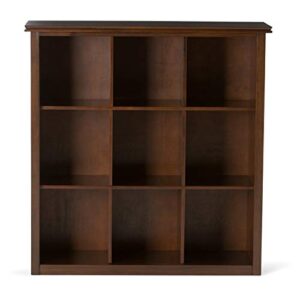 SIMPLIHOME Artisan SOLID WOOD 43 Inch Transitional 9 Cube Bookcase and Storage Unit in Russet Brown, For the Living Room, Study Room and Office