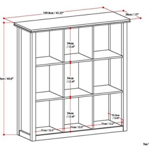 SIMPLIHOME Artisan SOLID WOOD 43 Inch Transitional 9 Cube Bookcase and Storage Unit in Russet Brown, For the Living Room, Study Room and Office