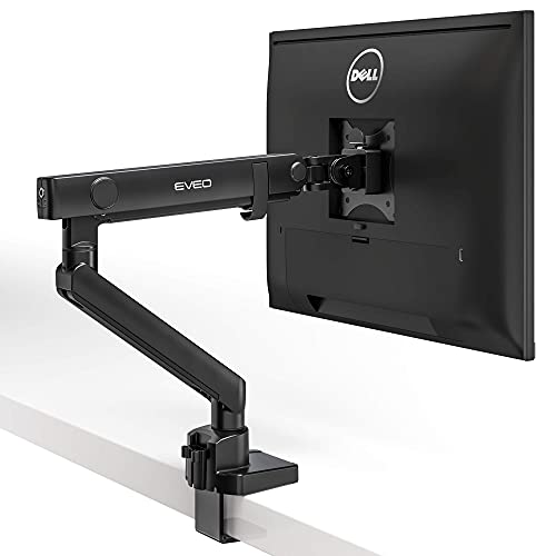 EVEO Premium Single Monitor Mount - 17 to 32 inch Single Monitor Arm Desk Mount, Adjustable Spring Monitor Stand, VESA Monitor Mount for Computer Monitor Mount. Full Motion Swivel Monitor Arms Mount.