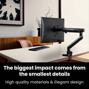 EVEO Premium Single Monitor Mount - 17 to 32 inch Single Monitor Arm Desk Mount, Adjustable Spring Monitor Stand, VESA Monitor Mount for Computer Monitor Mount. Full Motion Swivel Monitor Arms Mount.