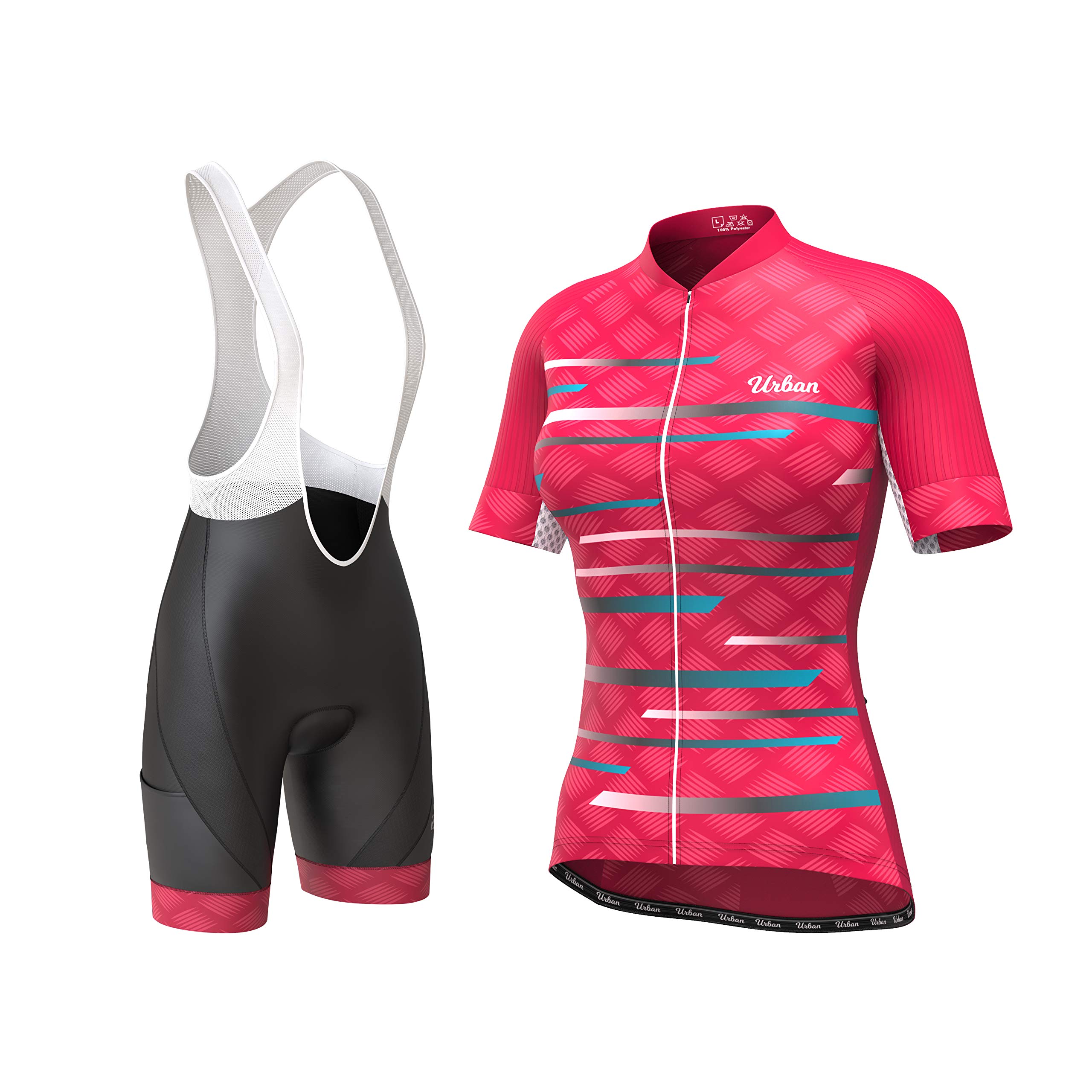 Women's Pro Series Cycling Short Sleeve Jersey, Bib Shorts, or Kit Bundle (Red Bib Shorts Only, Medium)