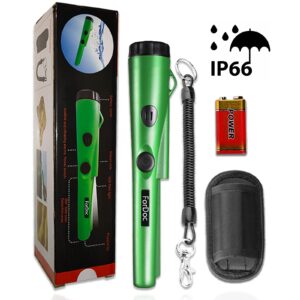 Pinpoint Metal Detector Pinpointer Waterproof - 2019 Fully Waterproof Design Metal detectors for Adults and Kids Green with Belt Holster