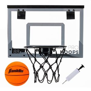 franklin sports over the door mini led scoring basketball hoop - slam dunk approved - shatter resistant - accessories included 17.75" x 12"