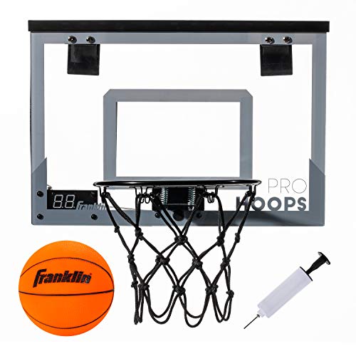 Franklin Sports Over The Door Mini LED Scoring Basketball Hoop - Slam Dunk Approved - Shatter Resistant - Accessories Included 17.75" x 12"