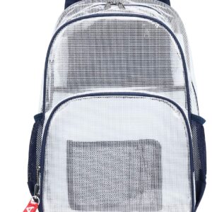 mygreen Heavy Duty Clear Bookbag Durable Plastic Transparent Clear Backpack for School Work Boy Men (Dark Blue, Large)