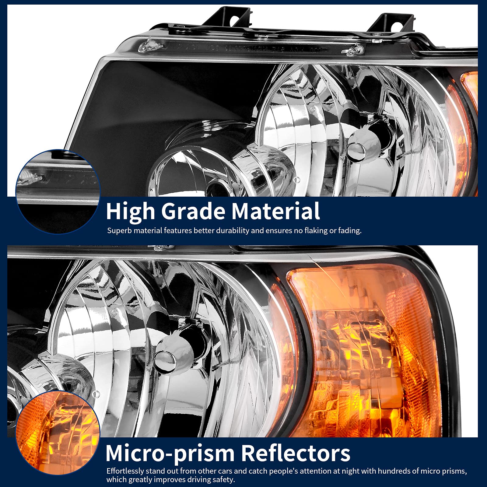 AUTOSAVER88 Headlight Assembly Compatible with 03 04 05 06 2003 2004 2005 2006 ford Expedition Black Housing Clear Lens