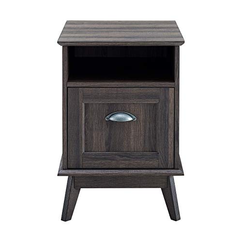 Newport Series Tall Wooden Home Office File Cabinet with Fully Extended Drawer | Side End Table | Sturdy and Stylish | Easy Assembly | Smoke Oak Wood Look Accent Living Room Furniture