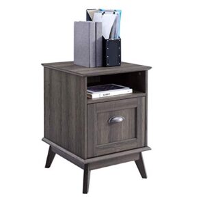 Newport Series Tall Wooden Home Office File Cabinet with Fully Extended Drawer | Side End Table | Sturdy and Stylish | Easy Assembly | Smoke Oak Wood Look Accent Living Room Furniture