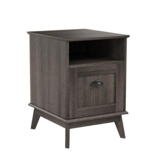 Newport Series Tall Wooden Home Office File Cabinet with Fully Extended Drawer | Side End Table | Sturdy and Stylish | Easy Assembly | Smoke Oak Wood Look Accent Living Room Furniture