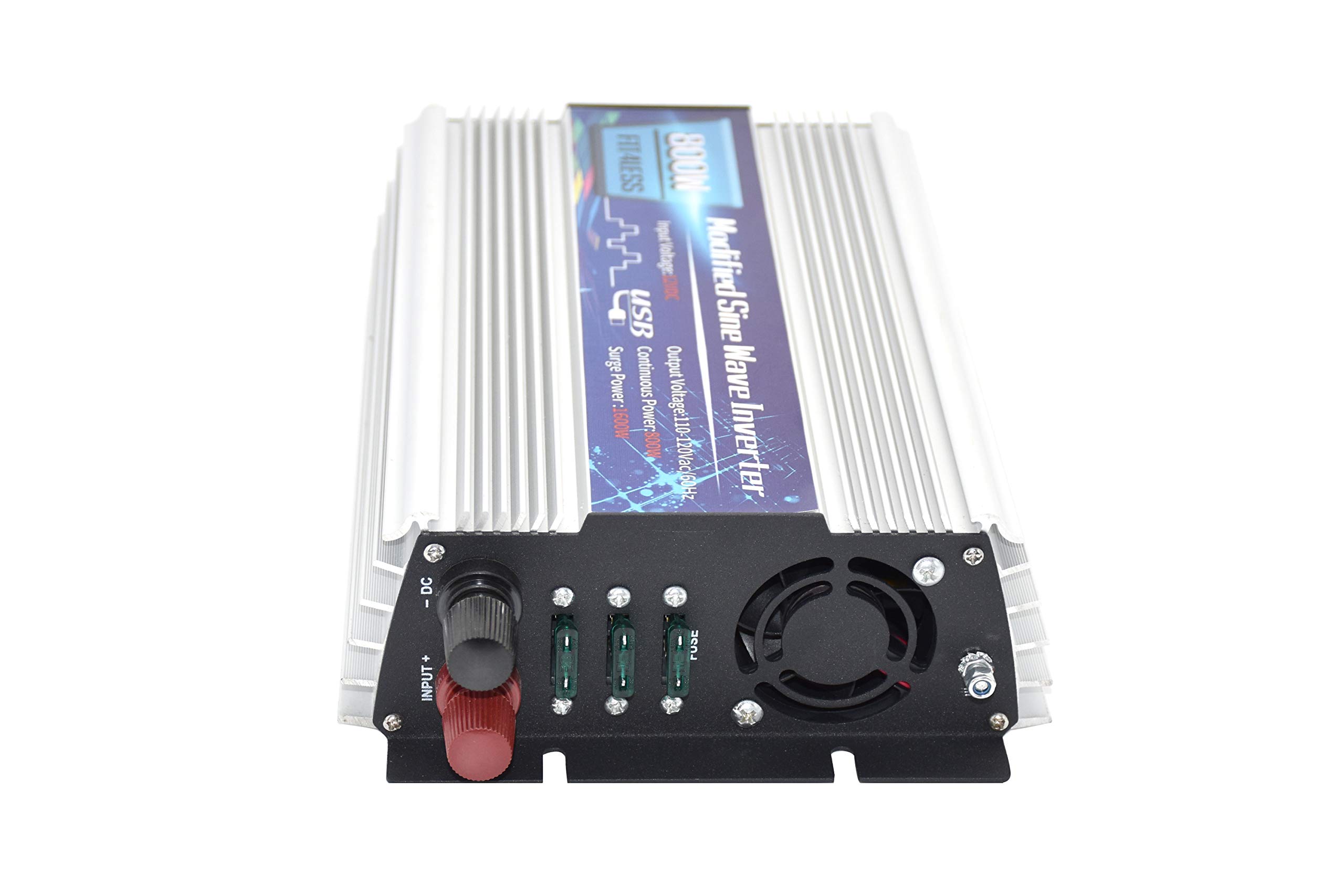 Power Inverter 800W with Dual sockets Output and USB5V 2000mA Input DC12V or 24V, Output AC110V 60Hz (12V)